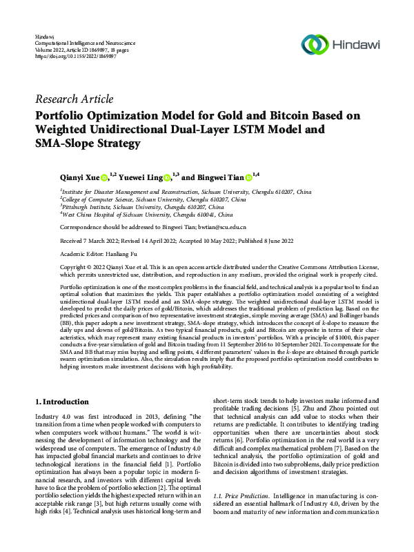 (PDF) Portfolio Optimization Model for Gold and Bitcoin Based on Weighted Unidirectional Dual ...