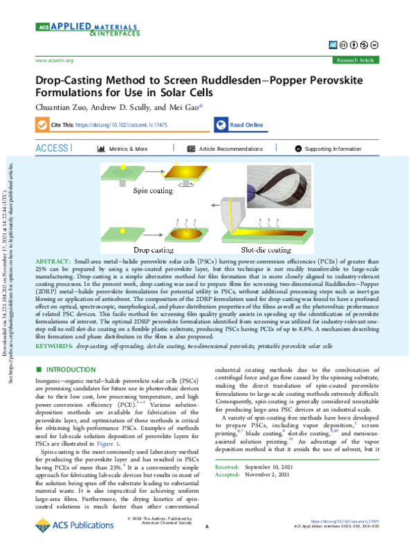 (PDF) Drop-Casting Method to Screen Ruddlesden–Popper Perovskite ...