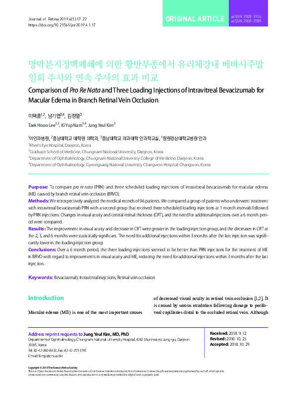 Pdf Comparison Of Pro Re Nata And Three Loading Injections Of