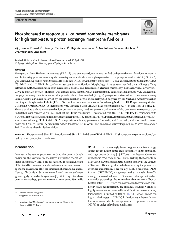 (PDF) Phosphonated mesoporous silica based composite membranes for high ...