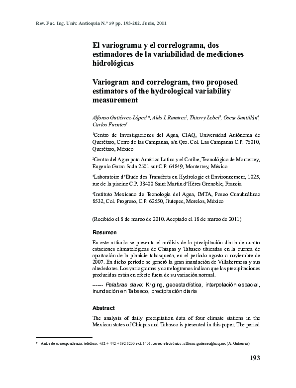(PDF) Variogram and correlogram, two proposed estimators of the ...