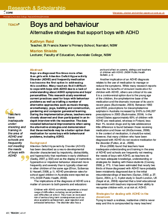 (PDF) Boys and Behaviour: Alternative Strategies That Support Boys with ...
