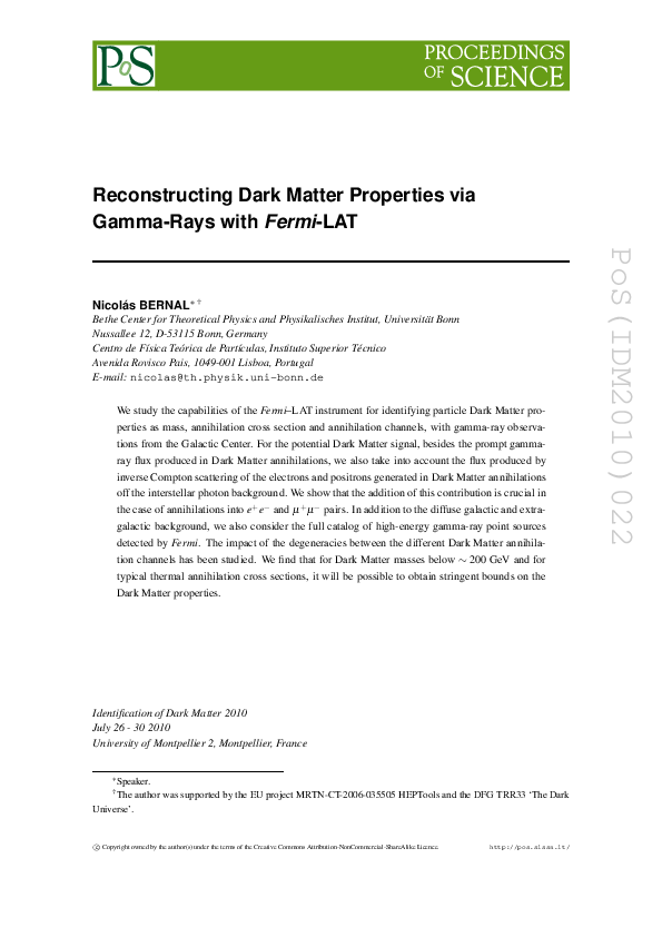 (PDF) Reconstructing dark matter properties via gamma-rays indirect ...