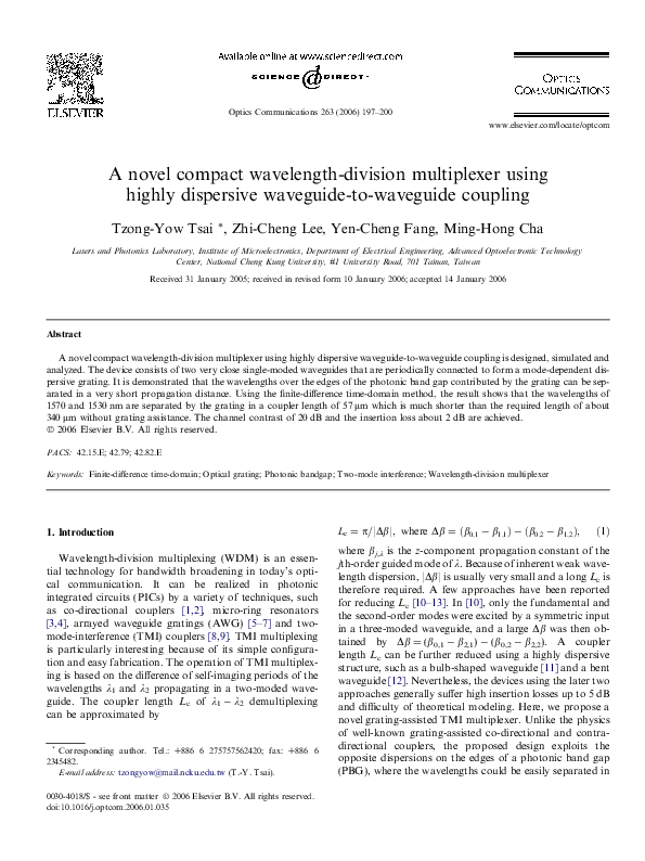 (PDF) A novel compact wavelength-division multiplexer using highly ...