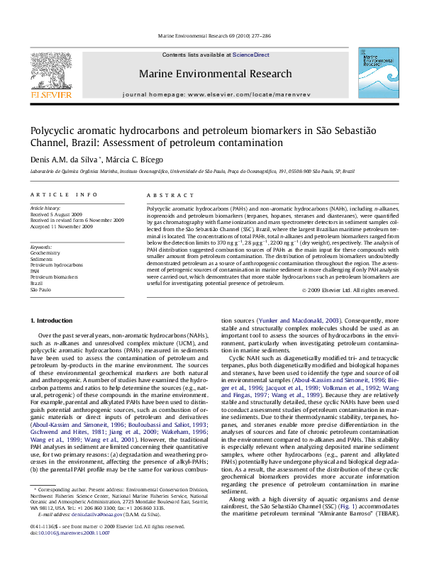 (PDF) Polycyclic aromatic hydrocarbons and petroleum biomarkers in São Sebastião Channel, Brazil ...