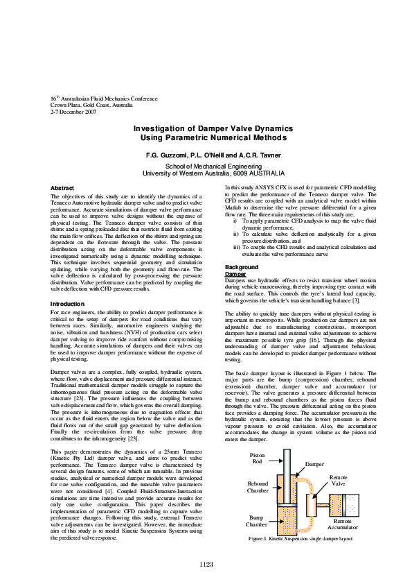 Pdf Investigation Of Damper Valve Dynamics Using Parametric Numerical Methods