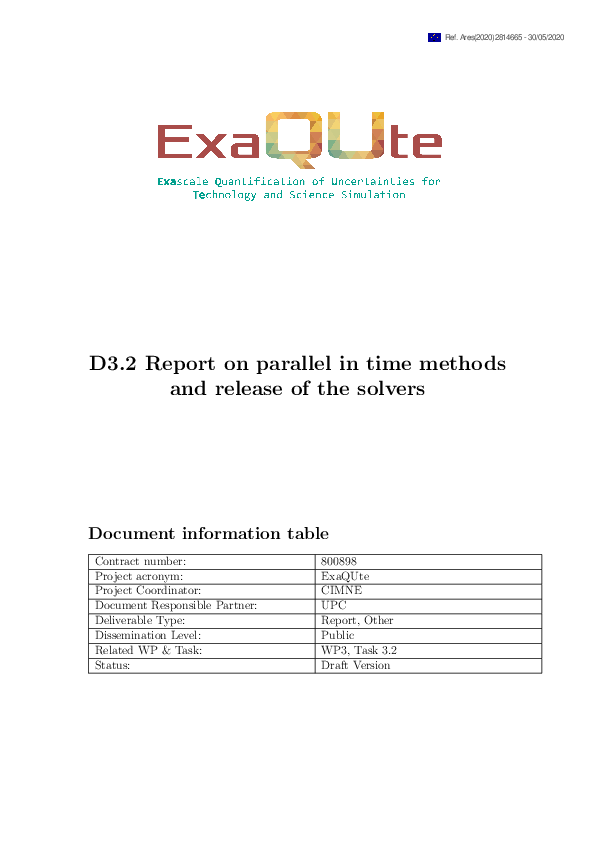 (PDF) D3.2 Report on parallel in time methods and release of the solvers