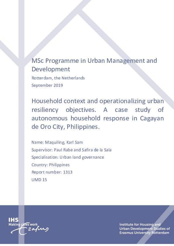 (PDF) Household context and operationalizing urban resiliency ...