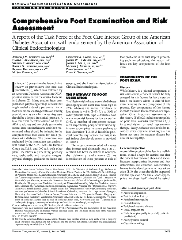 (PDF) Comprehensive Foot Examination and Risk Assessment