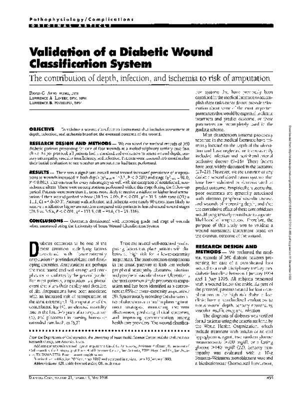 (PDF) Validation of a Diabetic Wound Classification System: The ...