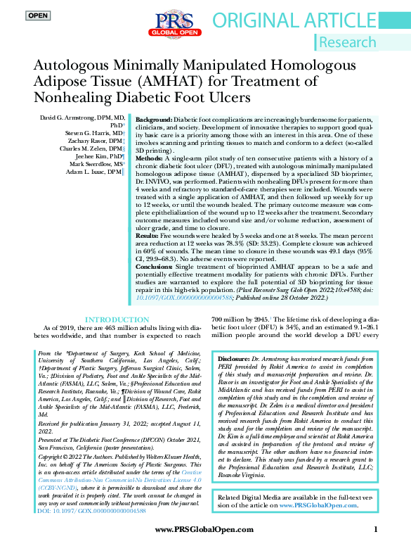 (PDF) Autologous Minimally Manipulated Homologous Armstrong 3D printed ...
