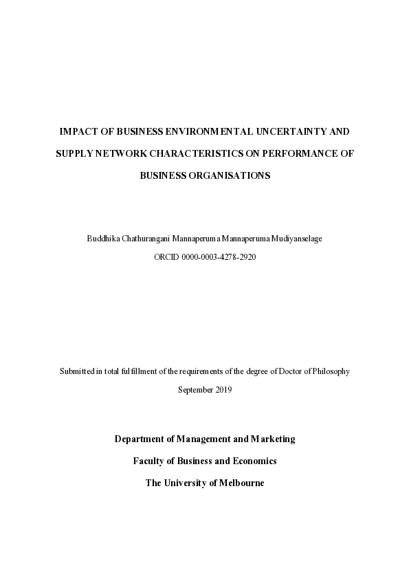 (PDF) Impact of business environmental uncertainty and supply network ...