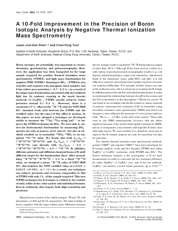 (PDF) A 10-Fold Improvement in the Precision of Boron Isotopic Analysis ...