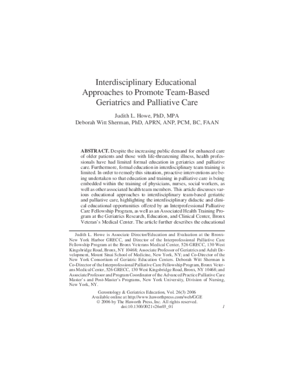 (PDF) Interdisciplinary Educational Approaches to Promote Team-Based ...