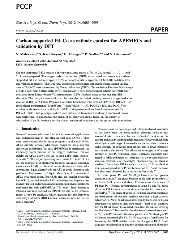 (PDF) Carbon-supported Pd–Co as cathode catalyst for APEMFCs and ...