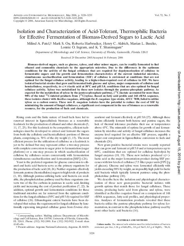 (PDF) Isolation and Characterization of Acid-Tolerant, Thermophilic Bacteria for Effective ...