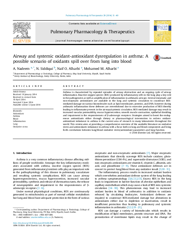 (PDF) Airway and systemic oxidant-antioxidant dysregulation in asthma ...