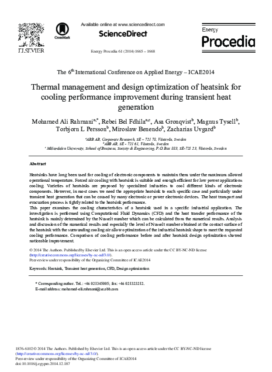 (PDF) Thermal Management and Design Optimization of Heatsink for ...