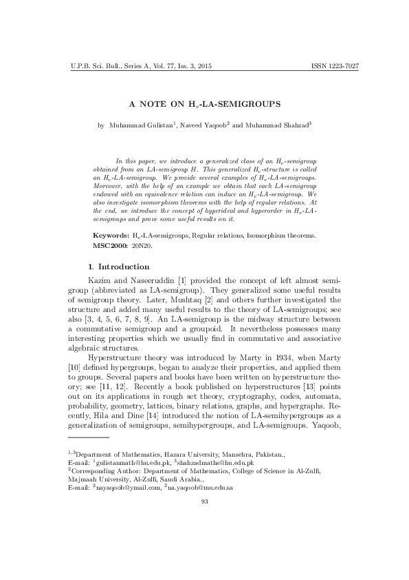 (PDF) A Note on H V -la-semigroups