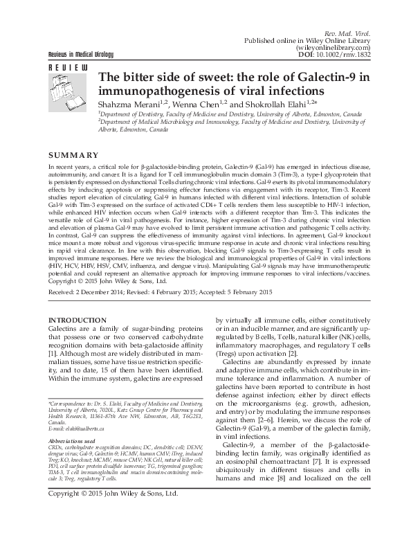 (PDF) The bitter side of sweet: the role of Galectin-9 in ...