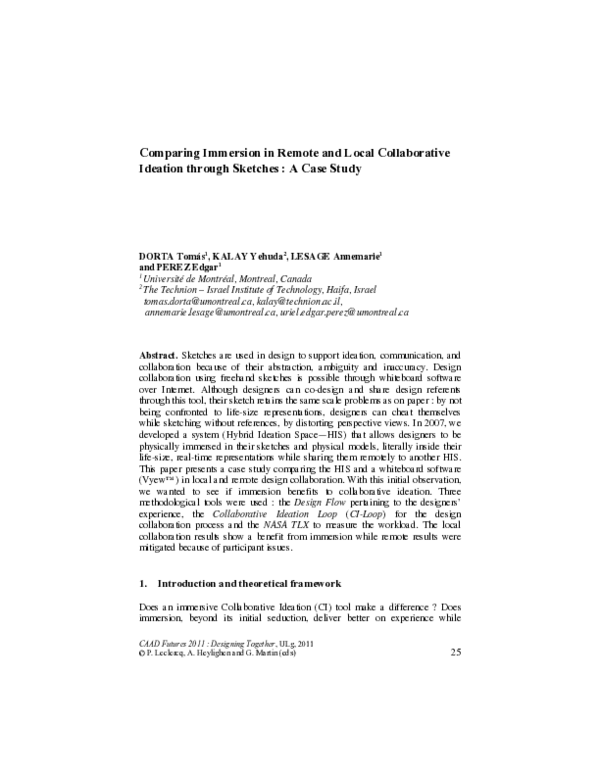 (PDF) Comparing immersion in remote and local collaborative ideation through sketches: a case study