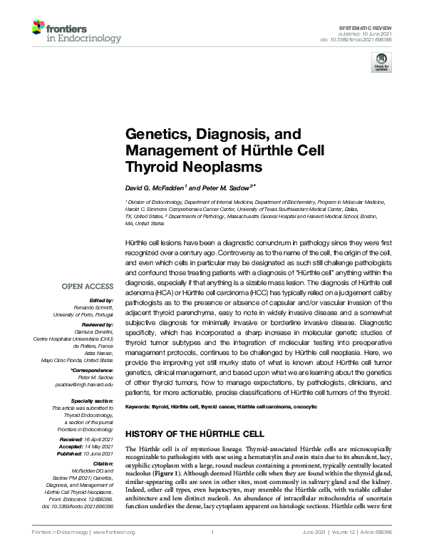 (PDF) Genetics, Diagnosis, and Management of Hürthle Cell Thyroid ...