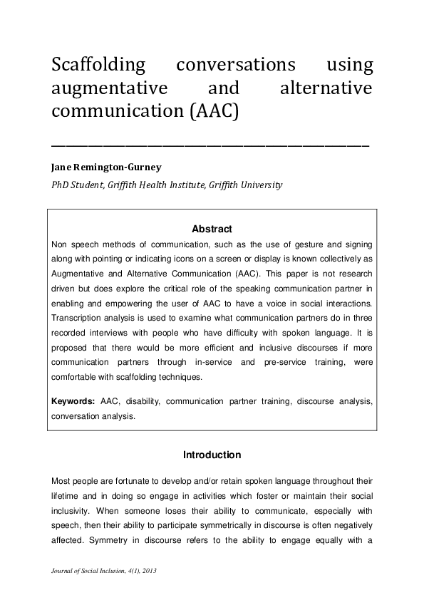(PDF) Scaffolding conversations using augmentative and alternative ...