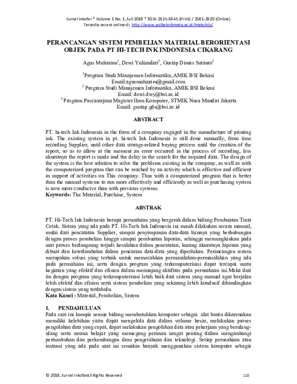 (PDF) Perancangan Sistem Pembelian Material Berorientasi Objek Pada PT ...