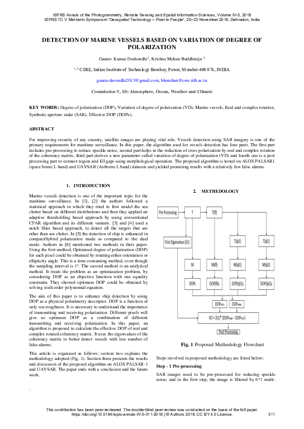 (PDF) Detection of Marine Vessels Based on Variation of Degree of Polarization