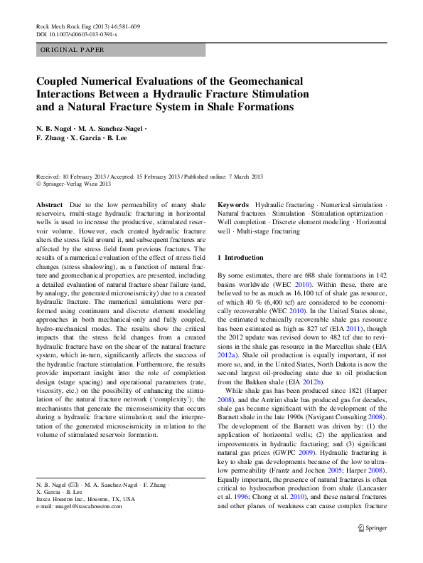 (PDF) Coupled Numerical Evaluations of the Geomechanical Interactions Between a Hydraulic ...