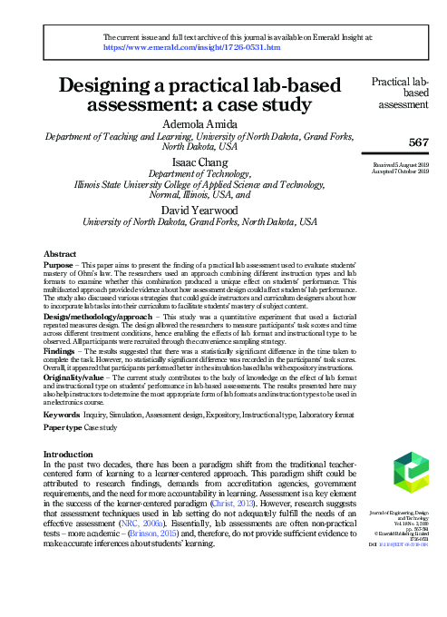 (PDF) Designing a practical lab-based assessment: a case study