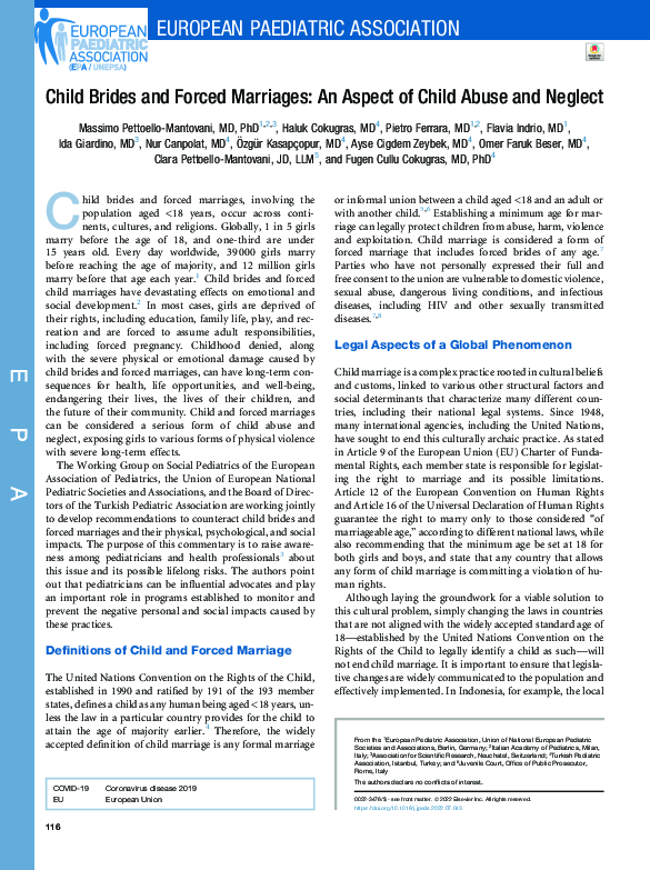 (PDF) Child bride and forced marriages: an aspect of child abuse and neglect