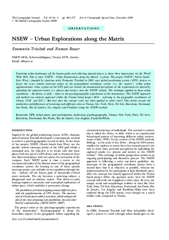 (PDF) NSEW – Urban Explorations along the Matrix