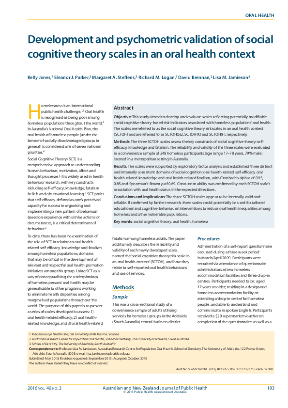 (PDF) Development and psychometric validation of social cognitive ...