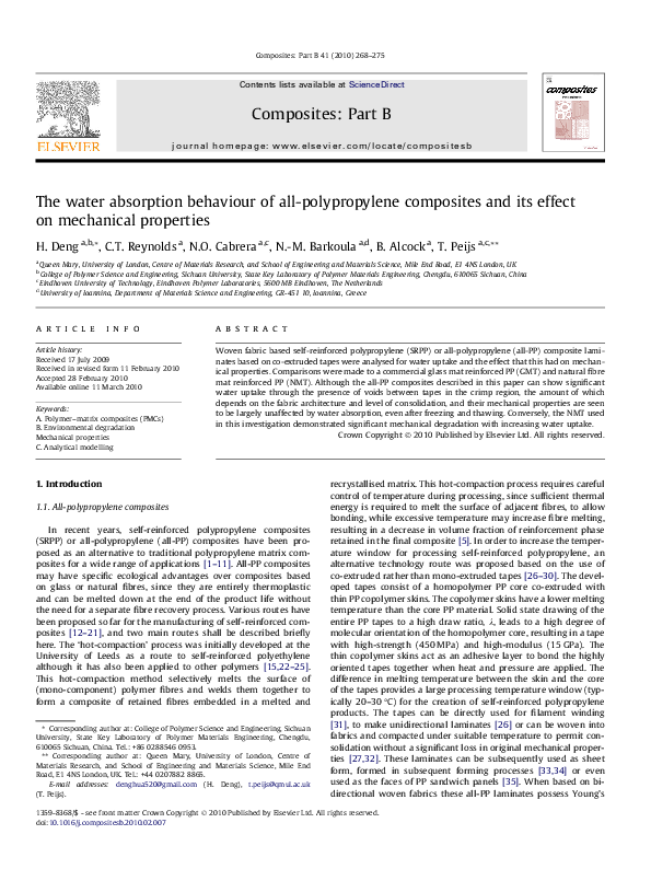 (PDF) The water absorption behaviour of all-polypropylene composites ...