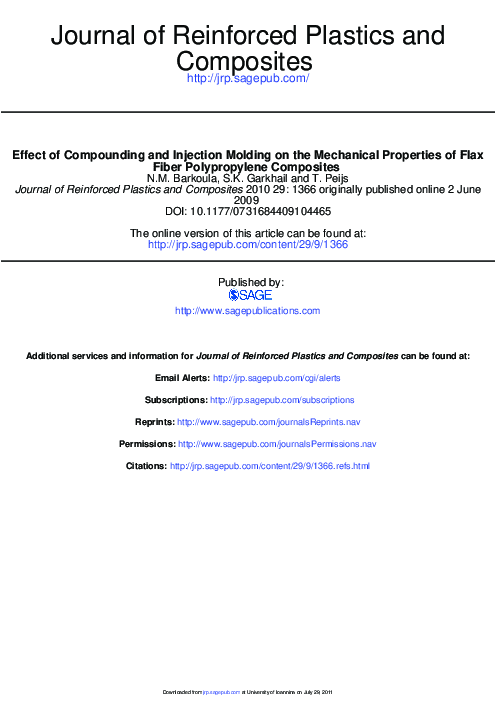 (PDF) Effect of Compounding and Injection Molding on the Mechanical Properties of Flax Fiber ...