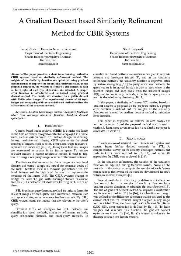 (PDF) A gradient descent based similarity refinement method for CBIR systems