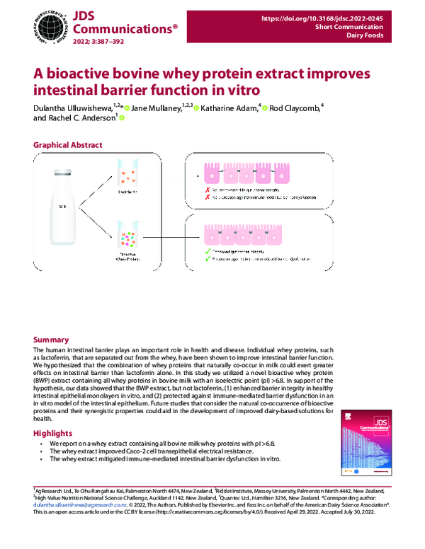 (PDF) A bioactive bovine whey protein extract improves intestinal ...