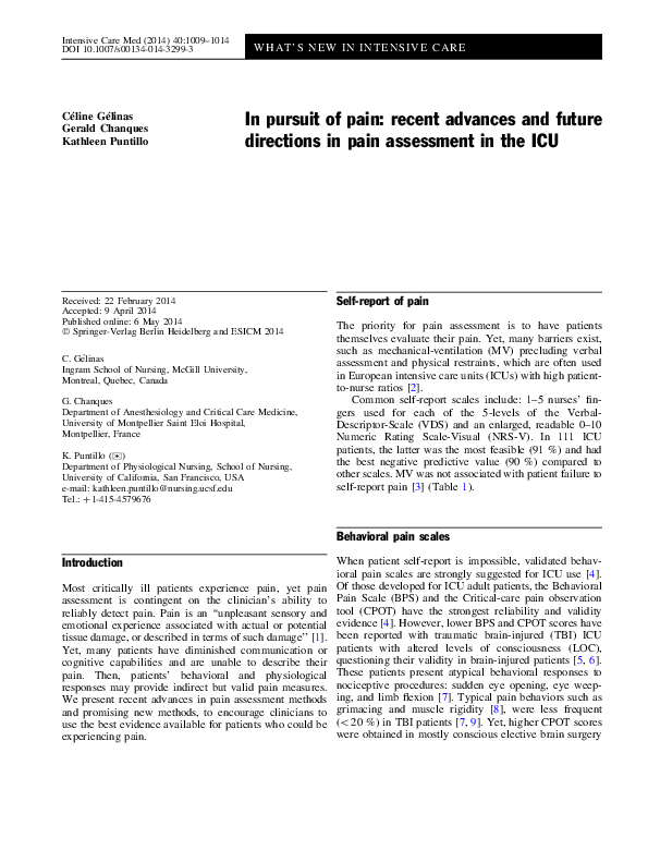 (PDF) In pursuit of pain: recent advances and future directions in pain ...