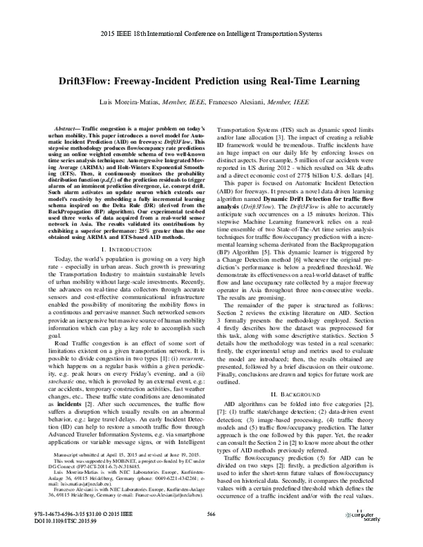 (PDF) Drift3Flow: Freeway-Incident Prediction Using Real-Time Learning