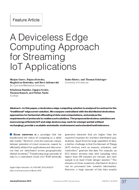 (PDF) A Deviceless Edge Computing Approach for Streaming IoT Applications