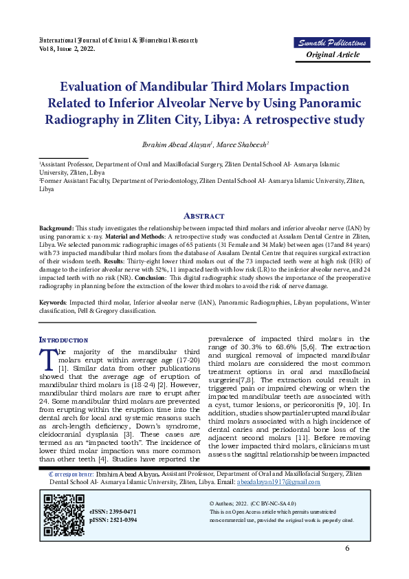 (PDF) Evaluation of Mandibular Third Molars Impaction Related to Inferior Alveolar Nerve by ...
