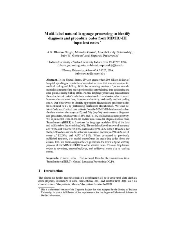 (PDF) Multi-label natural language processing to identify diagnosis and ...