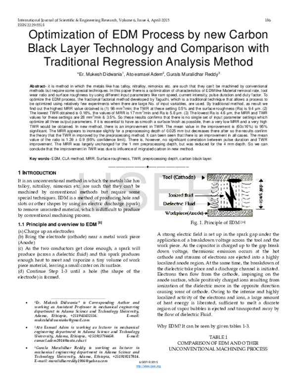 (PDF) Optimization of EDM Process by new Carbon Black Layer Technology ...