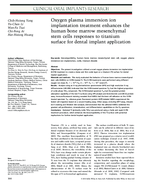 (PDF) Oxygen plasma immersion ion implantation treatment enhances the ...