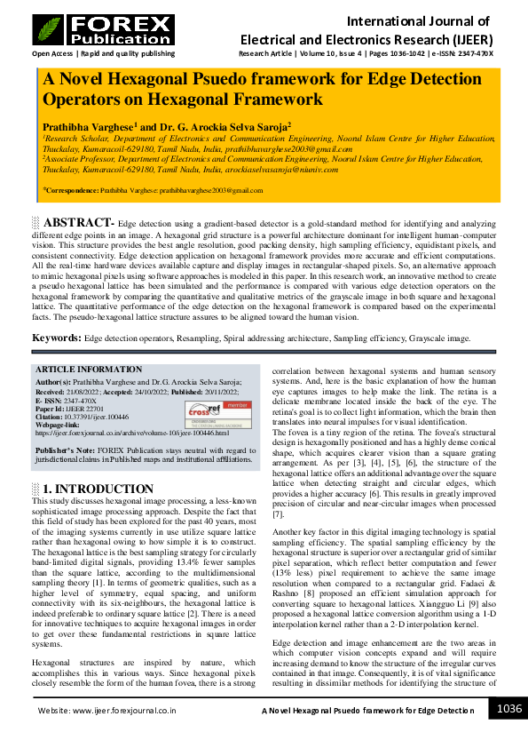 Pdf A Novel Hexagonal Psuedo Framework For Edge Detection Operators