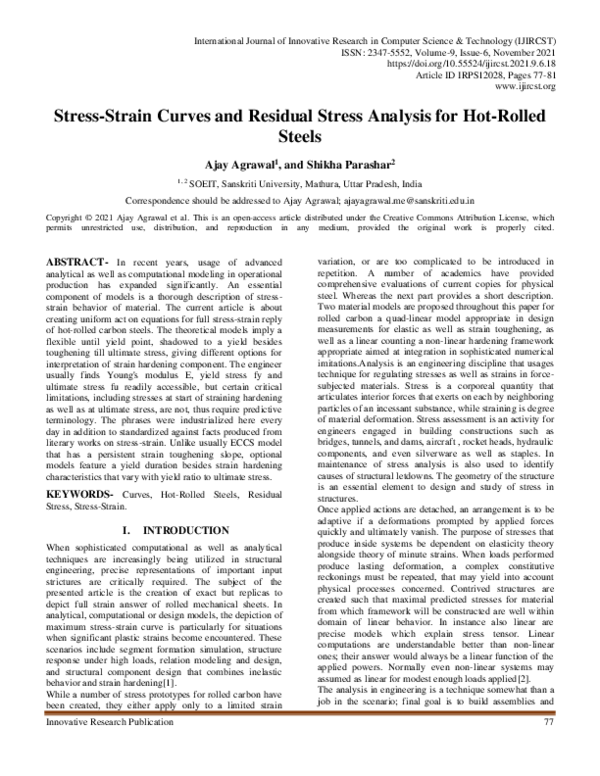 (PDF) Stress-Strain Curves and Residual Stress Analysis for Hot-Rolled ...