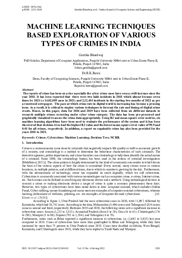 (PDF) Machine Learning Techniques Based Exploration of Various Types of ...