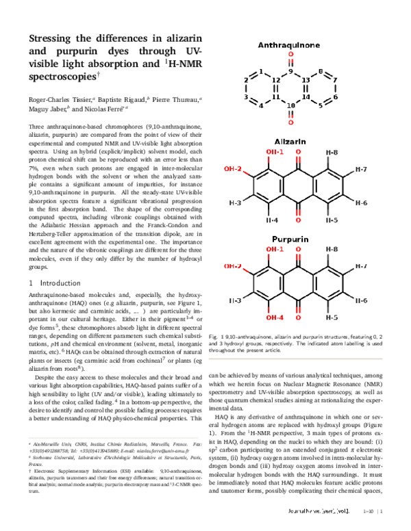 (PDF) Stressing the differences in alizarin and purpurin dyes through ...