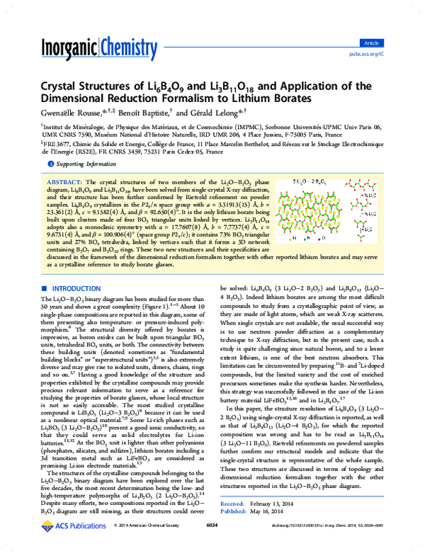 (PDF) Crystal structures of Li6B4O9 and Li3B11O18 and application of ...